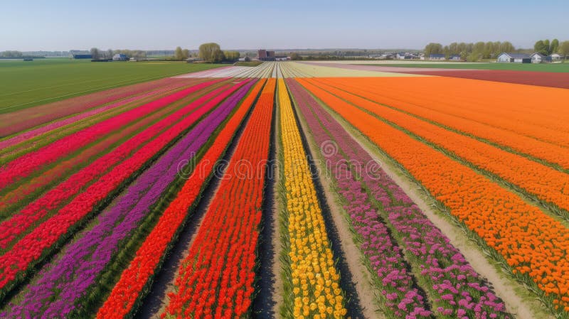 Colorful Open Field with Beautiful Tulips. Generative AI Stock Image ...