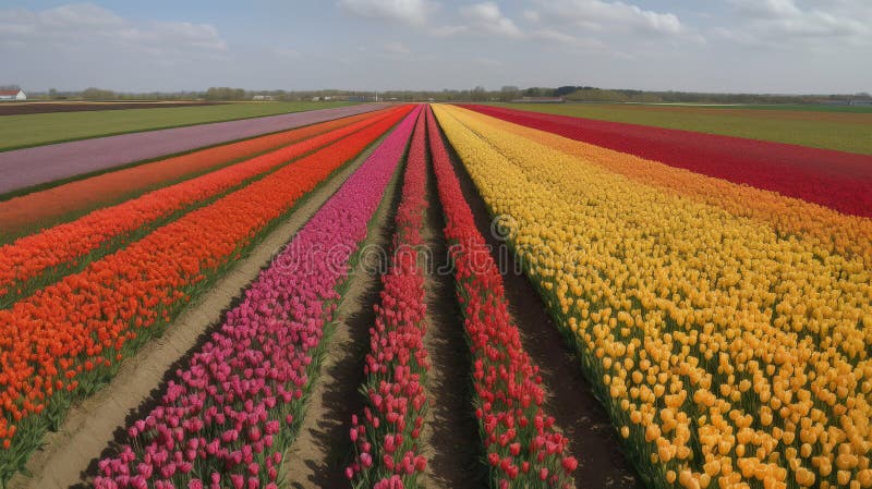 Colorful Open Field with Beautiful Tulips. Generative AI Stock Image ...