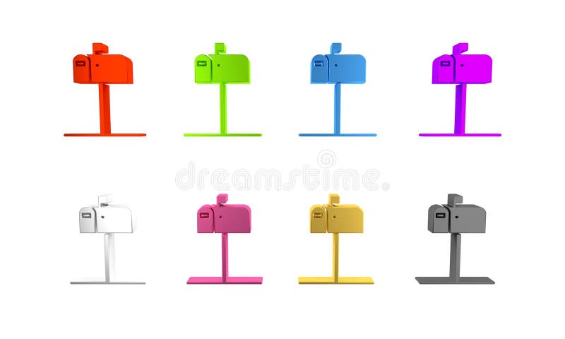 Colorful Open Mail Box Icon Isolated on White Background. Mailbox Icon ...