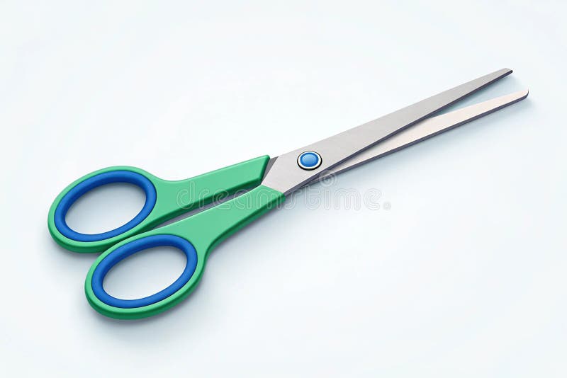 Open Scissor with Blue and Green Handles Flat Design Illustration Stock ...