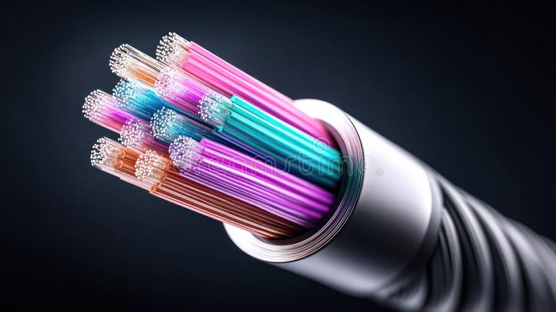 Colorful Optic Fiber Bundle Shows Modern High-speed Internet Data ...