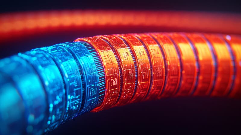 Colorful Optical Cables in Digital Formations Stock Illustration ...