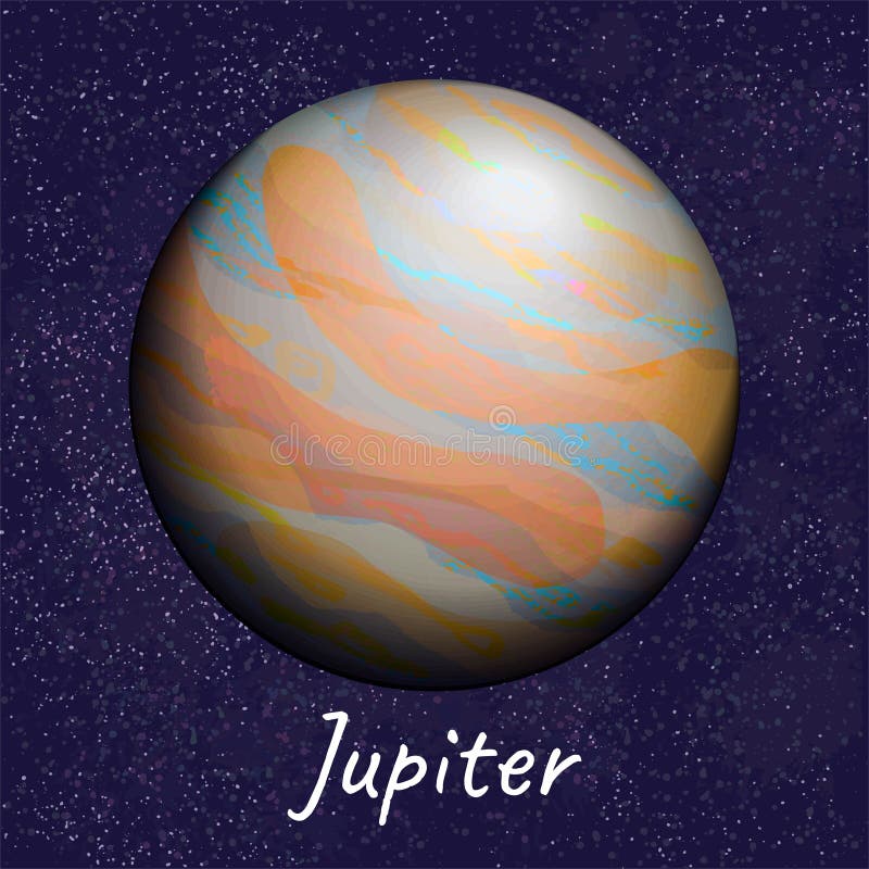 Colorful Orange-blue Planet Jupiter on Dark Blue Space Background Stock ...