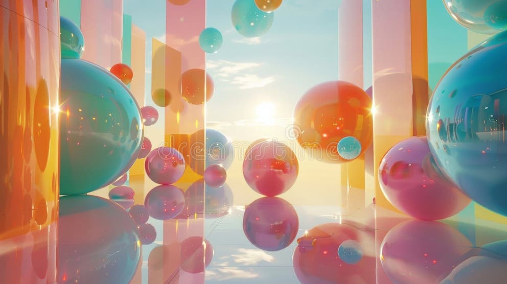 Colorful Orbs Gently Hovering in an Empty Expanse Stock Photo - Image ...