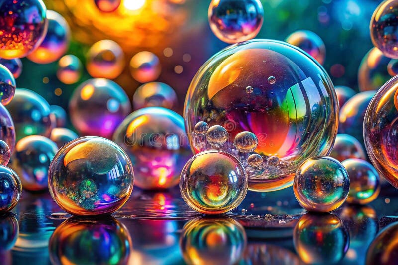 Colorful Orbs, Reflecting Light, Abstract, Vibrant Background Stock ...