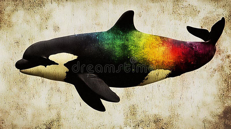 Colorful Orca Illustration with Vibrant Hues Stock Illustration ...