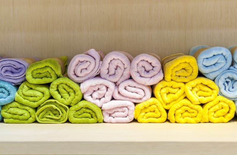 Colorful and Orderly Towels Stock Image - Image of washcloth, indoor ...