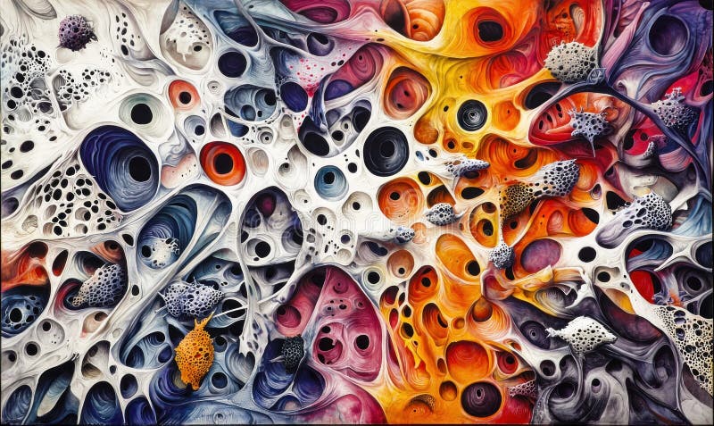 Colorful, Organic Abstraction Showing Cell-like Structures Interweaving ...