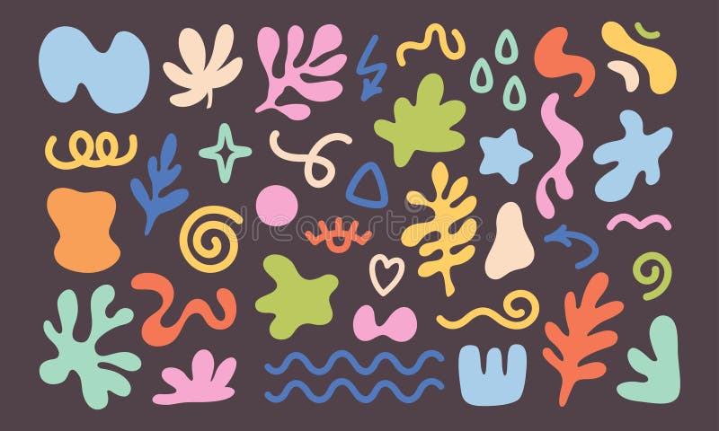 Colorful Organic Shape Doodle Collection. Funny Basic Shapes, Random ...