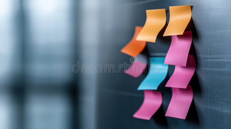 Colorful Organization Board, Colorful Sticky Notes on Whiteboard with ...