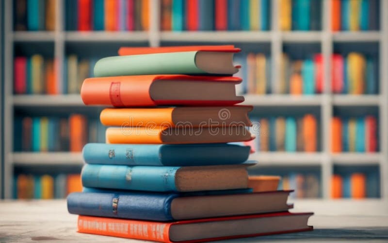 A Colorful, Organized Bookshelf Full of Knowledge. Stock Illustration ...