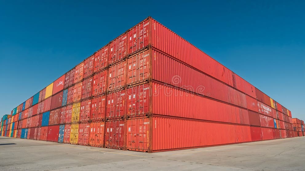 Colorful and Organized Stack of Shipping Containers Stock Illustration ...