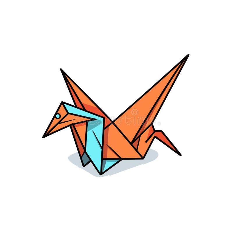 Colorful Origami Bird Icon with Orange and Blue Elements Stock ...