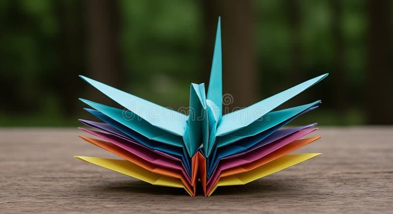 Colorful Origami Crane Stack Symbolizing Hope and Positivity ...