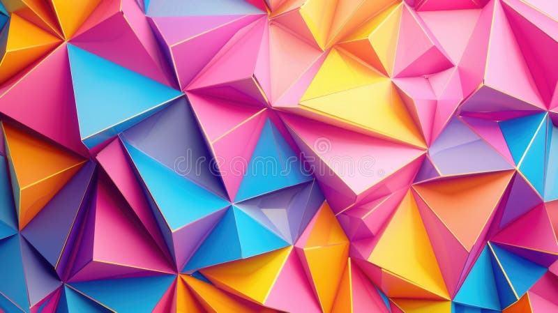 Colorful Origami Paper Triangles in Various Shapes and Sizes Stock ...