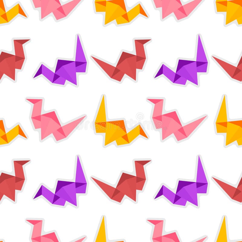 Colorful Origami Swan Seamless Pattern Stock Vector - Illustration of ...