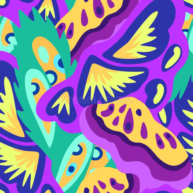 Colorful Ornamental Psychedelic Pattern. Funky Vector Texture with ...