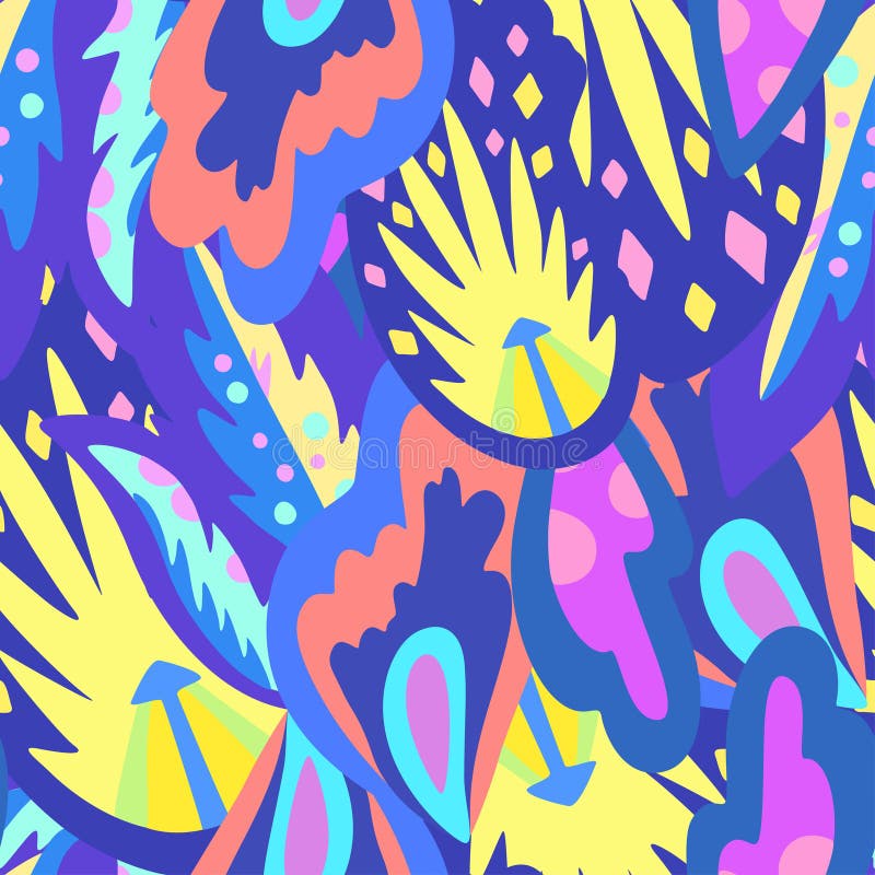 Colorful Ornamental Psychedelic Pattern. Funky Vector Texture with ...