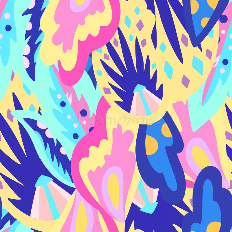 Colorful Ornamental Psychedelic Pattern. Funky Vector Texture with ...