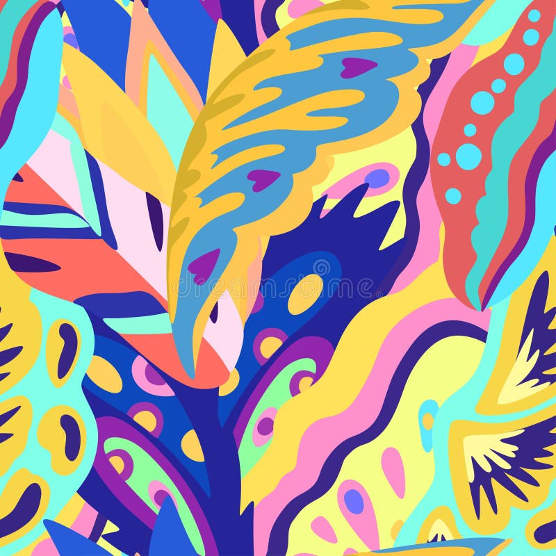 Colorful Ornamental Psychedelic Pattern. Funky Vector Texture with ...