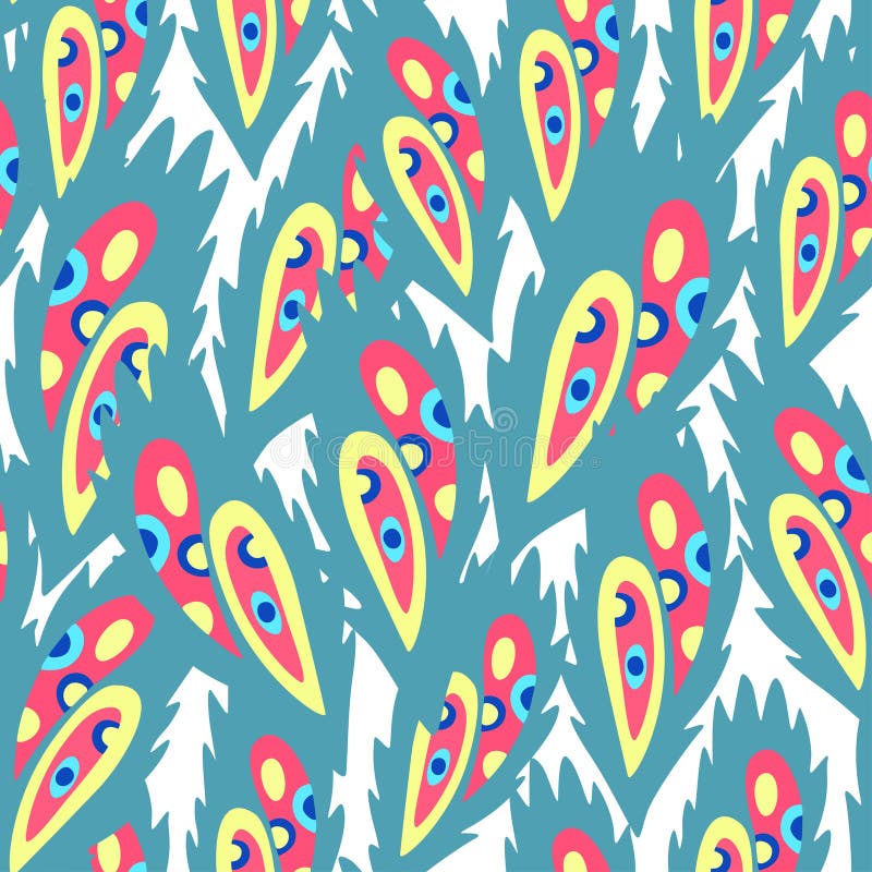 Colorful Ornamental Psychedelic Pattern. Funky Vector Texture with ...