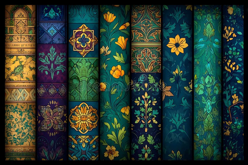 Colorful, Ornate Book Spines Create a Visually Striking Arrangement ...
