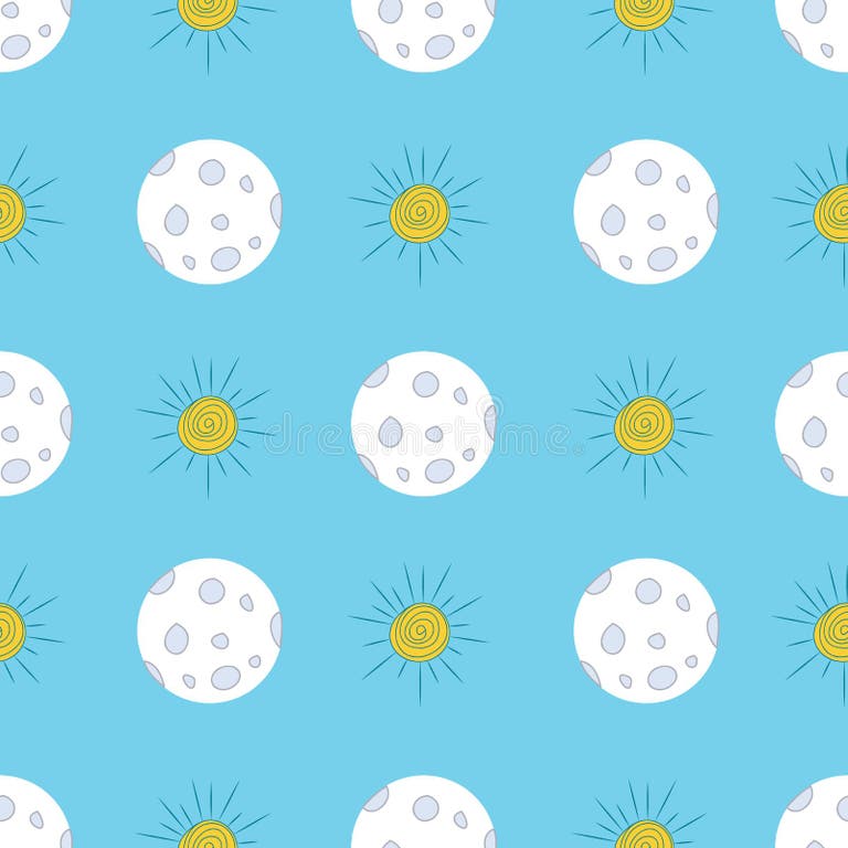 Colorful Outer Space Repeat Pattern on Blue Background Stock Vector ...