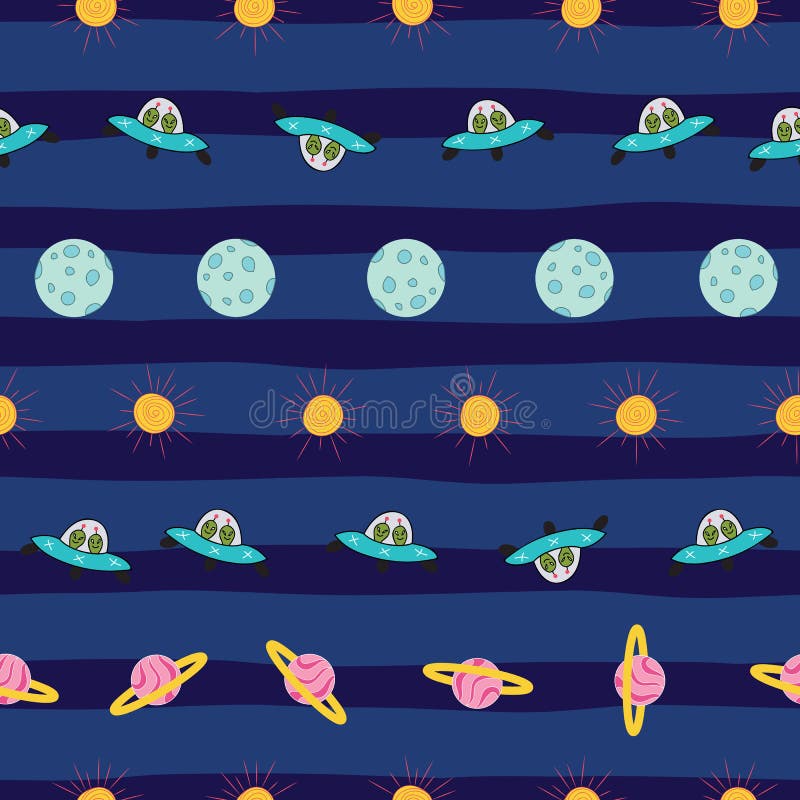 Outer Space Abstract Repeat Pattern on Pastel Blue Stock Vector ...