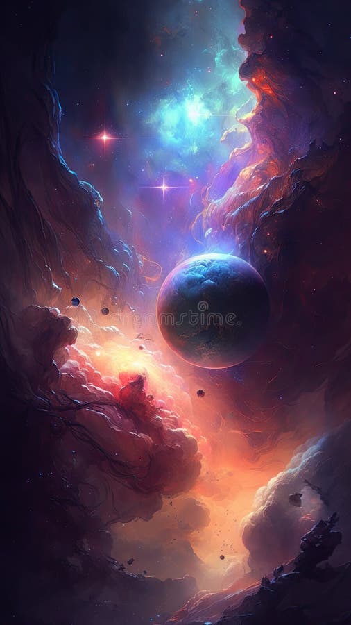 Bright Outer Space with Stars, Constellations, Galaxies. Generative AI ...