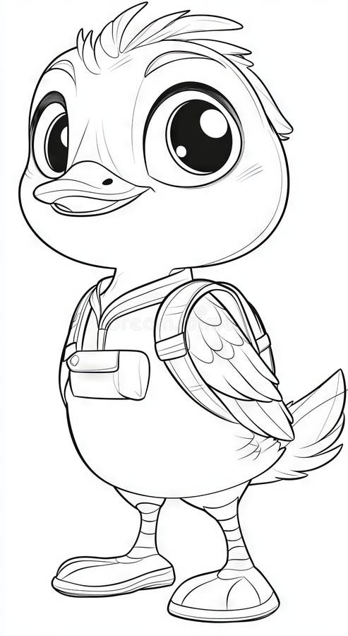 Colorful and Outlined Cartoon Duck Character. Stock Image - Image of ...