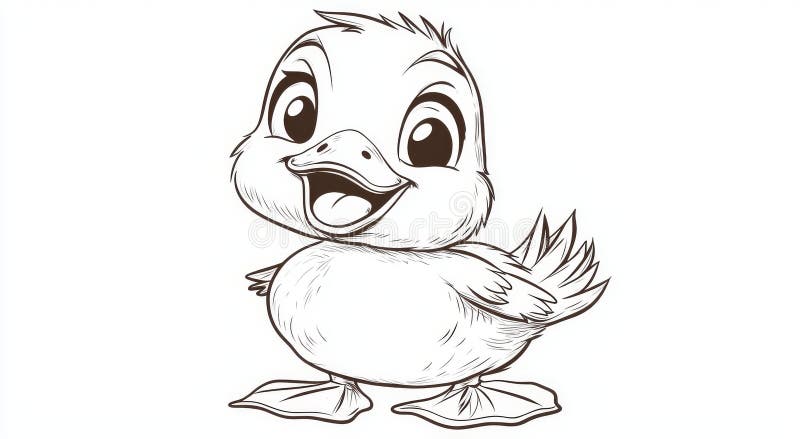 Colorful and Outlined Versions of an Adorable Duck Cartoon Character ...
