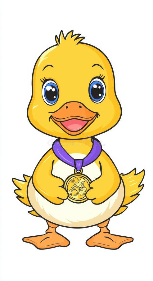 Colorful and Outlined Versions of a Charming Cartoon Duck Character ...
