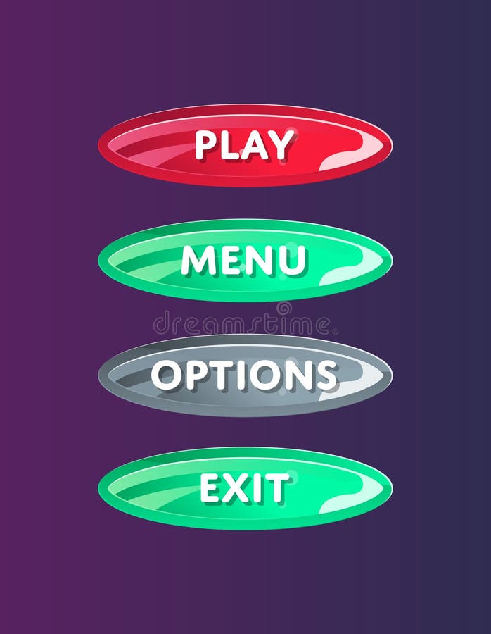 Red Oval Options Panel Isolated Set Stock Illustration - Illustration ...