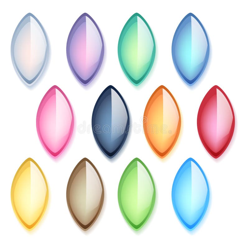 Colorful Oval Pearl Glass Gemstones Set Stock Vector - Illustration of ...