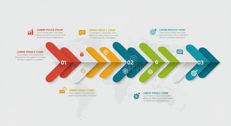 Colorful, Overlapping Chevrons Form a Horizontal Arrow Infographic with ...