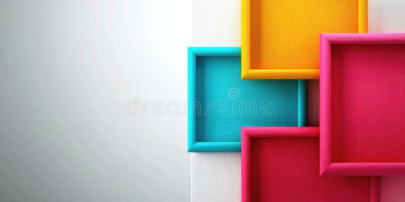 Colorful Overlapping Frames on White Background with Vibrant Texture ...