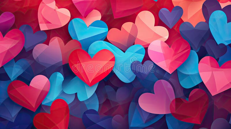 Colorful Overlapping Hearts Background, Abstract Love and Romance ...