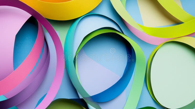 Colorful Overlapping Paper Loops on a Pastel Background Stock Photo ...