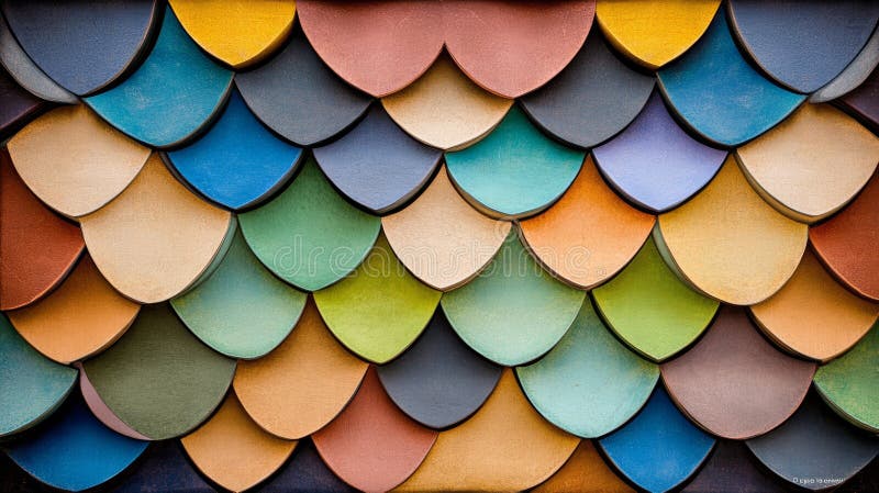 Colorful, Overlapping, Scale-like Shapes Create an Abstract Pattern ...