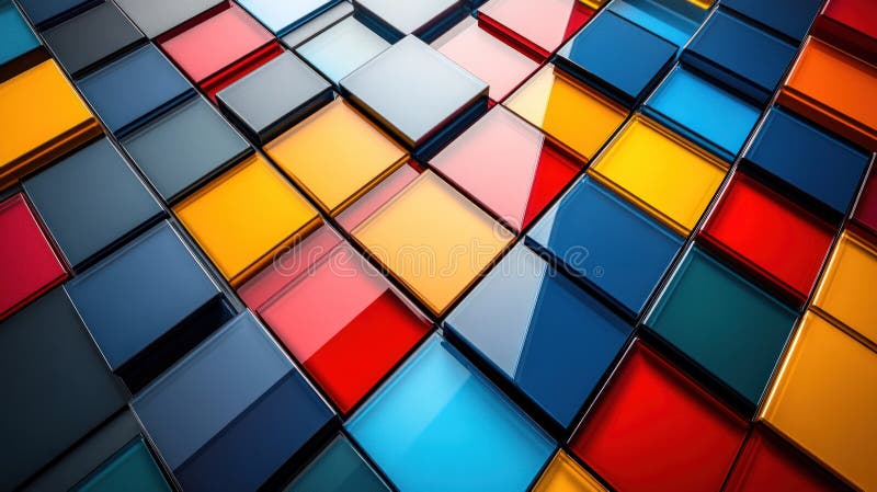 Colorful, Overlapping Square Blocks Stock Illustration - Illustration ...