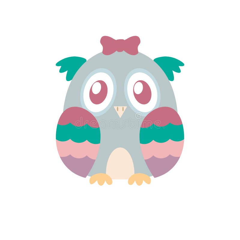 Colorful Owl Illustration with Bow Stock Vector - Illustration of wild ...