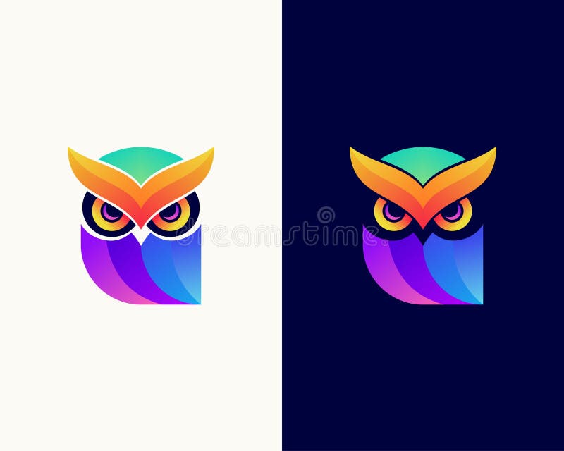 Colorful Owl Simple Logo Design Template Stock Illustration ...