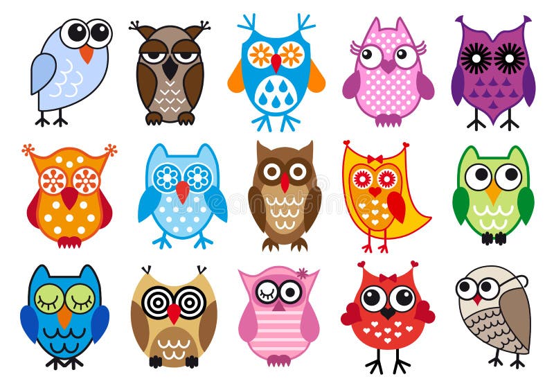 Colorful owls stock vector. Illustration of icon, hoot - 22845321