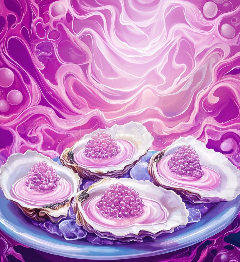 Colorful Oysters with Pearls on a Vibrant Abstract Background, Copy ...