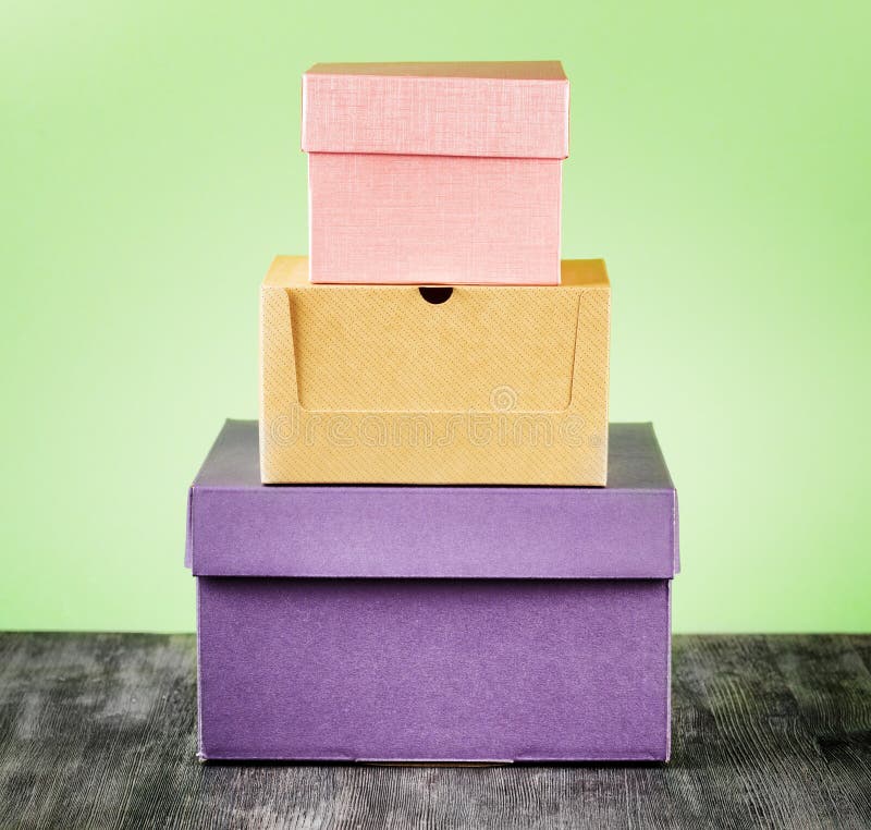 Colorful Package Box on a Table Stock Image - Image of pile, cardboard ...