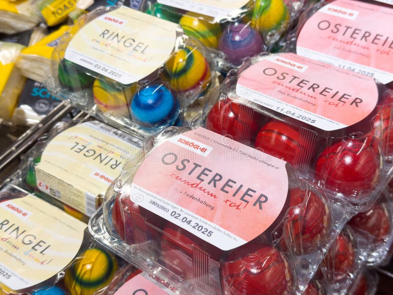 Colorful Packaged Easter Eggs Displayed in Grocery Store Editorial ...