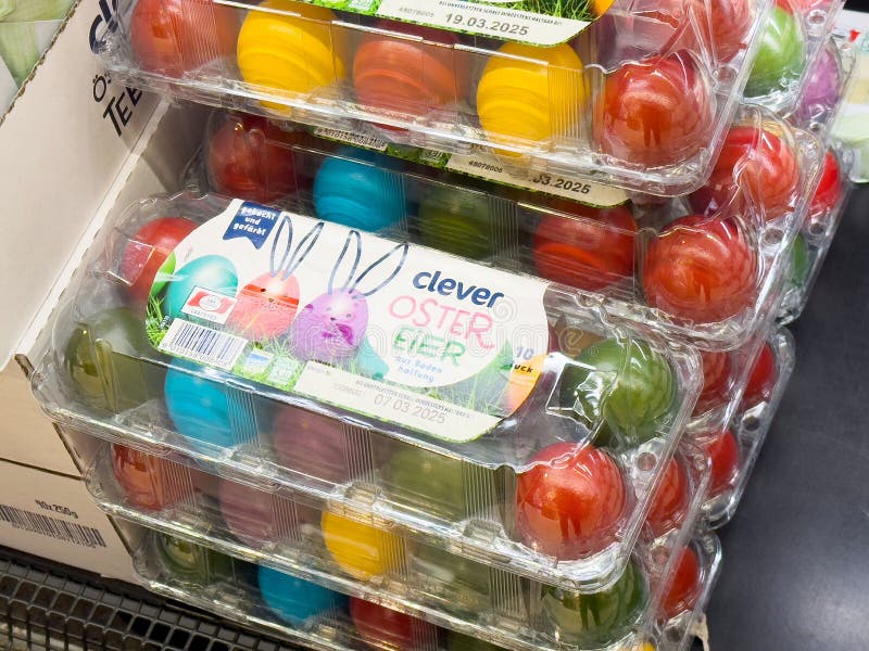 Colorful Packaged Easter Eggs Displayed in Supermarket Shelf Editorial ...