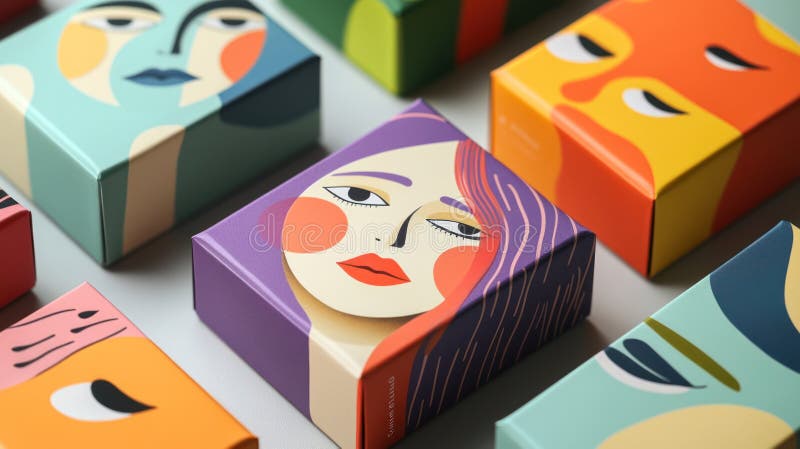 Colorful Packaging Boxes with Abstract Patterns Showcasing Unique ...