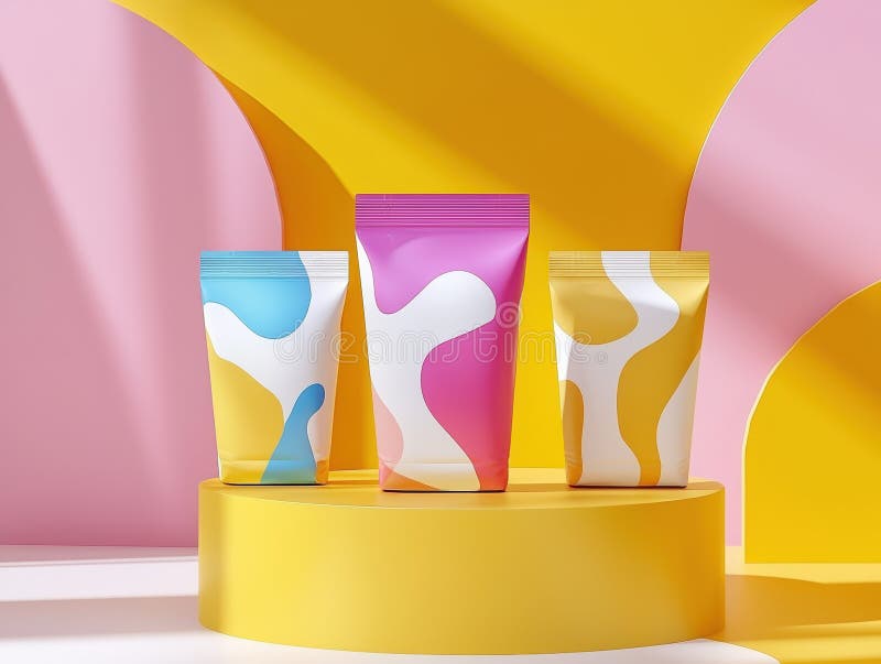 Colorful Packaging Design on Display Stock Illustration - Illustration ...