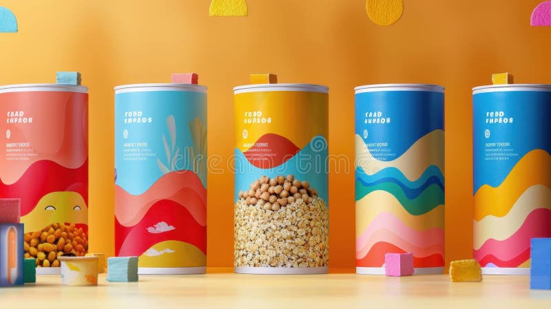 Colorful Packaging Design for Snacks Stock Illustration - Illustration ...